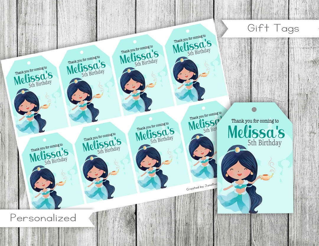 Arabian Princess Birthday Thank You Tags, Arabian Gift Tags, Party ...