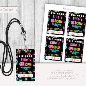 Glow Party Vip Pass Inserts, Birthday Vip Inserts, Lanyard Inserts (3 X ...