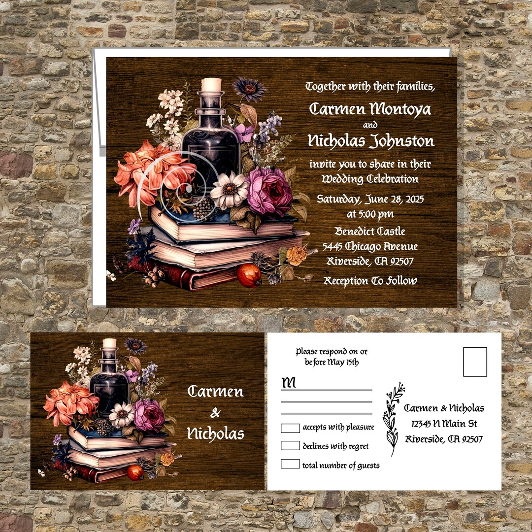 Wiccan Wedding Invitation, Pagan Wedding Invitation, Candles, Crystals ...