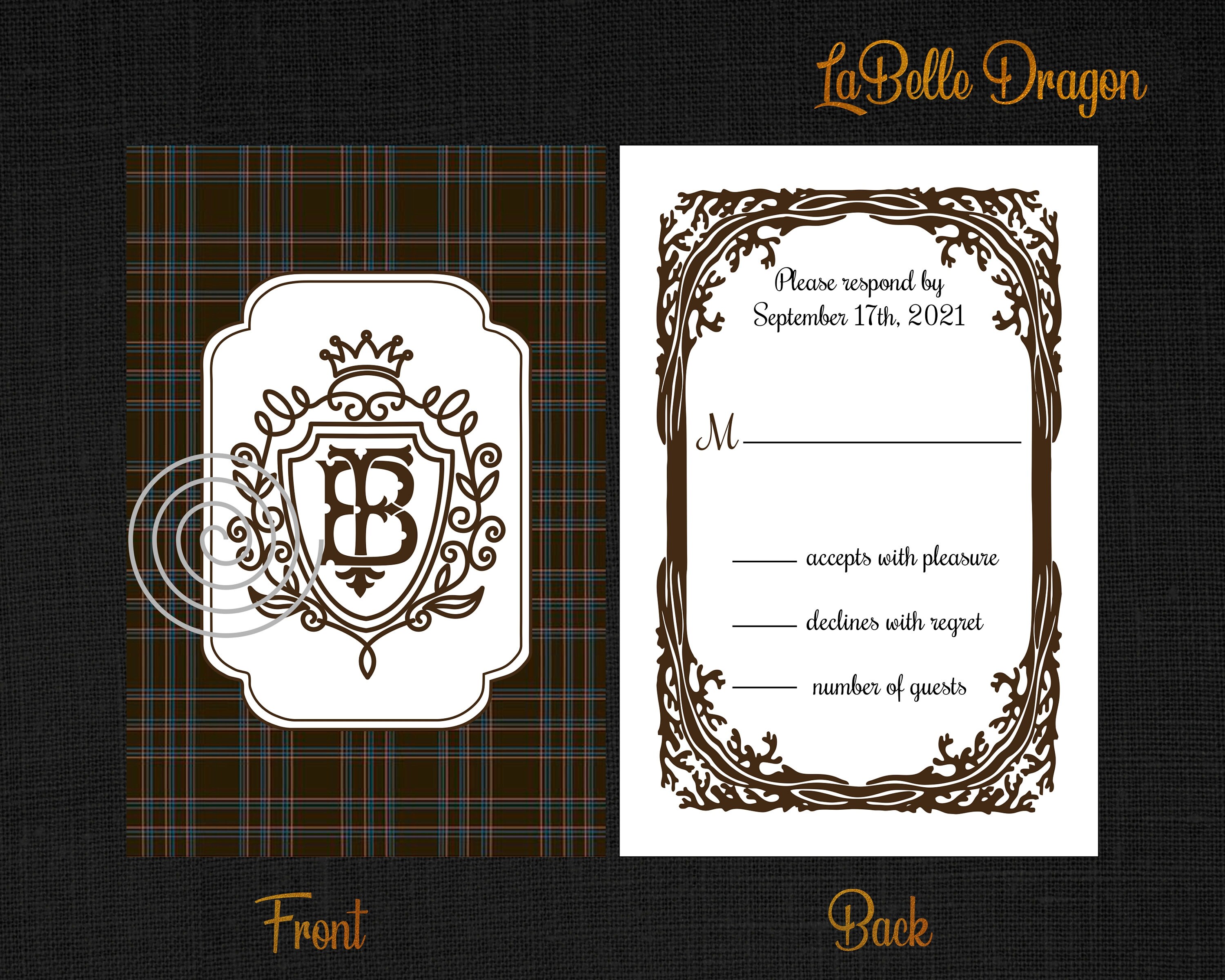 TARTAN WEDDING INVITATION Monogram Crest Tartan Cheap - Etsy