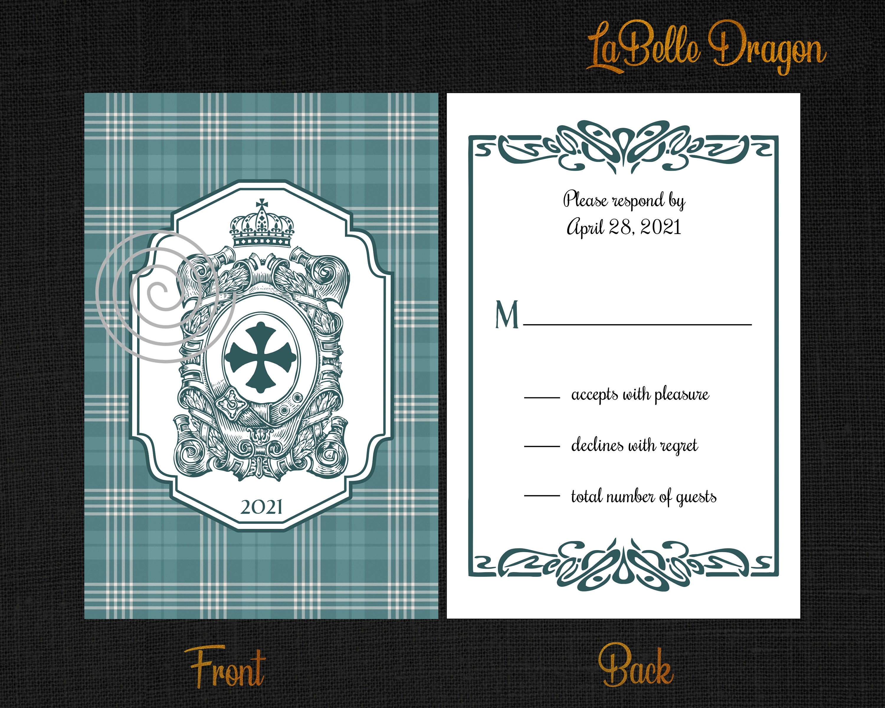 TARTAN WEDDING INVITATION Monogram Crest Tartan Cheap | Etsy