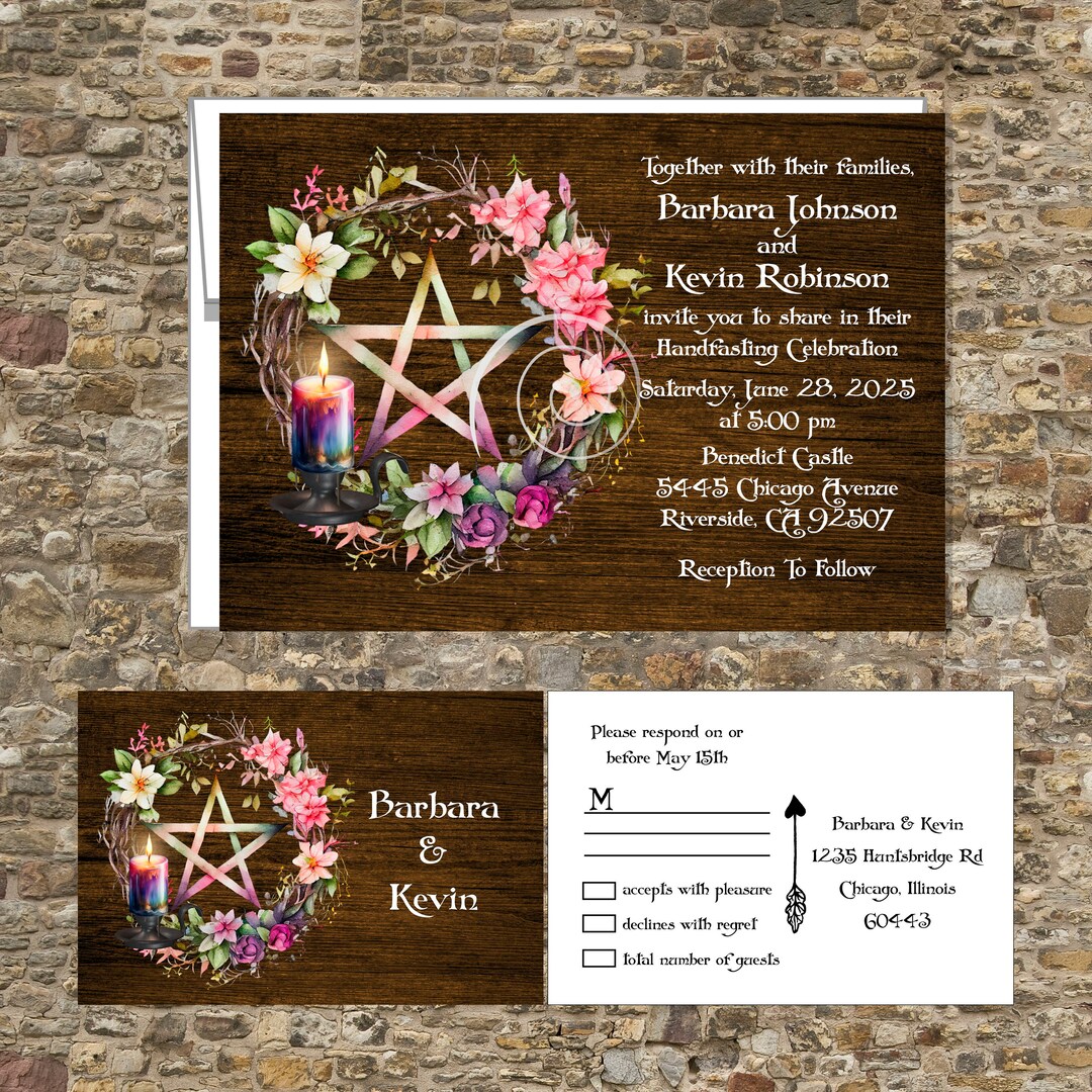 Wiccan Pentagram Wedding Invitation, Pagan Wedding Invitation, Wiccan ...