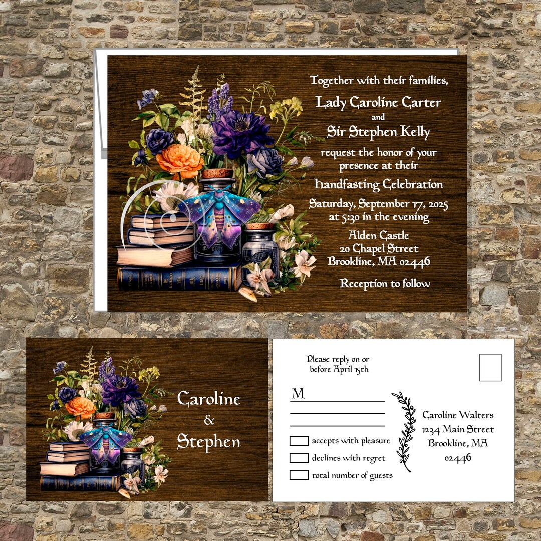 Wiccan Wedding Invitation, Pagan Wedding Invitation, Candles, Crystals ...