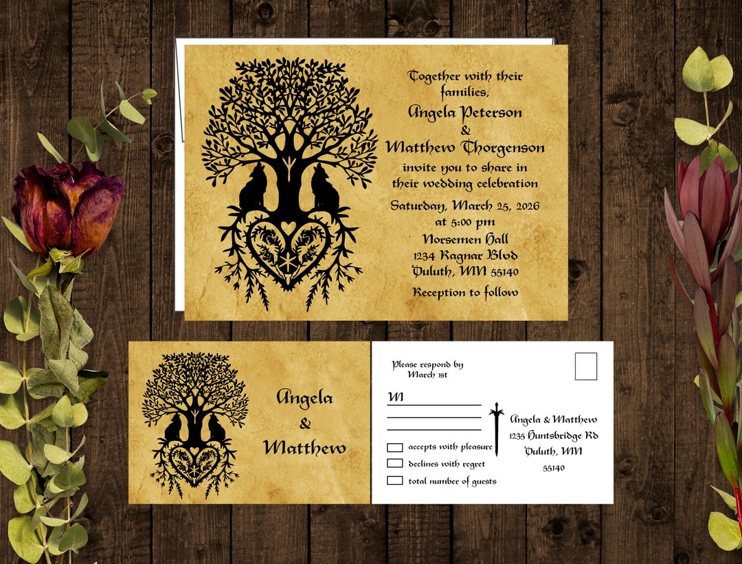 Tree of Life Wedding Invitation, Viking Design Invitation, Tree of Life ...
