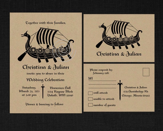 VIKING NORSE Wedding Invitation Viking Design Invitation | Etsy