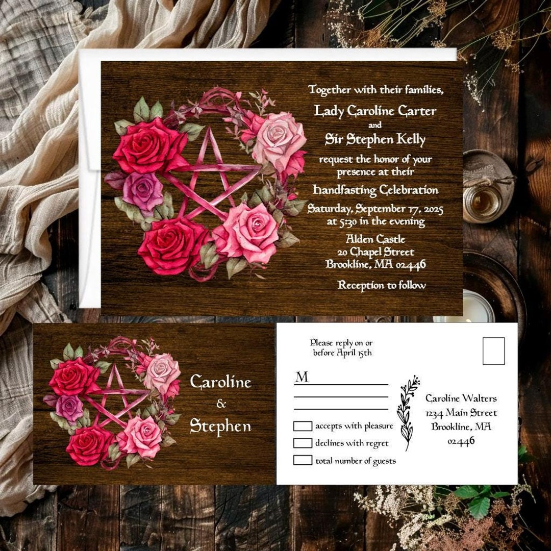 Wiccan Pentagram Wedding Invitation, Pagan Wedding Invitation, Wiccan ...
