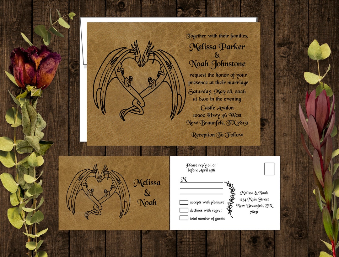 Viking Norse Wedding Invitation, Viking Dragon Design Invitation ...