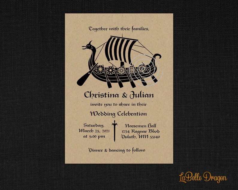 VIKING NORSE Wedding Invitation Viking Design Invitation | Etsy