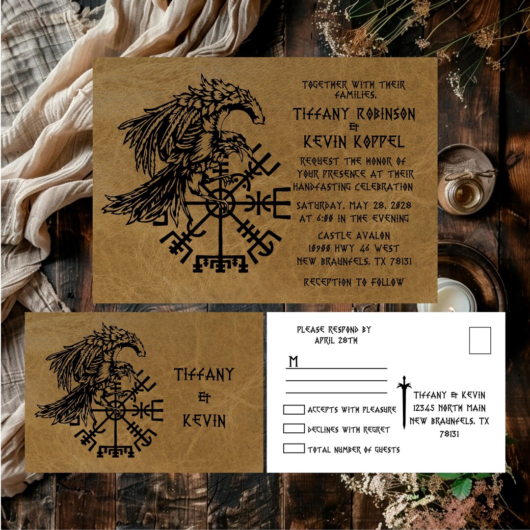 Viking Eagle and Runes Wedding Invitation, Viking Wedding, Viking ...