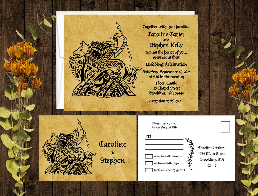 VIKING NORSE PARCHMENT Wedding Invitation, Viking Design Invitation ...
