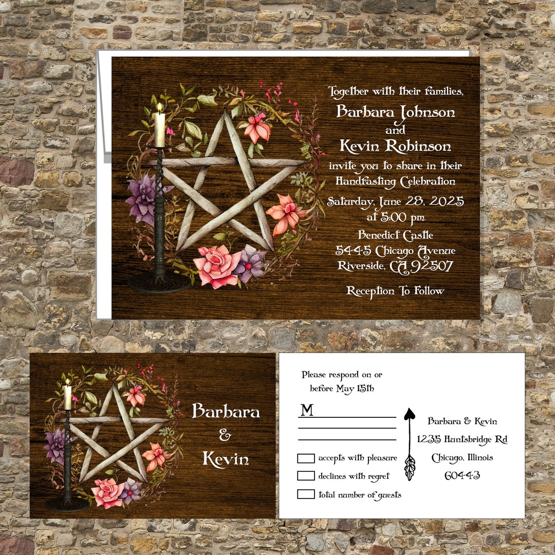 Wiccan Pentagram Wedding Invitation Pagan Wedding Invitation - Etsy