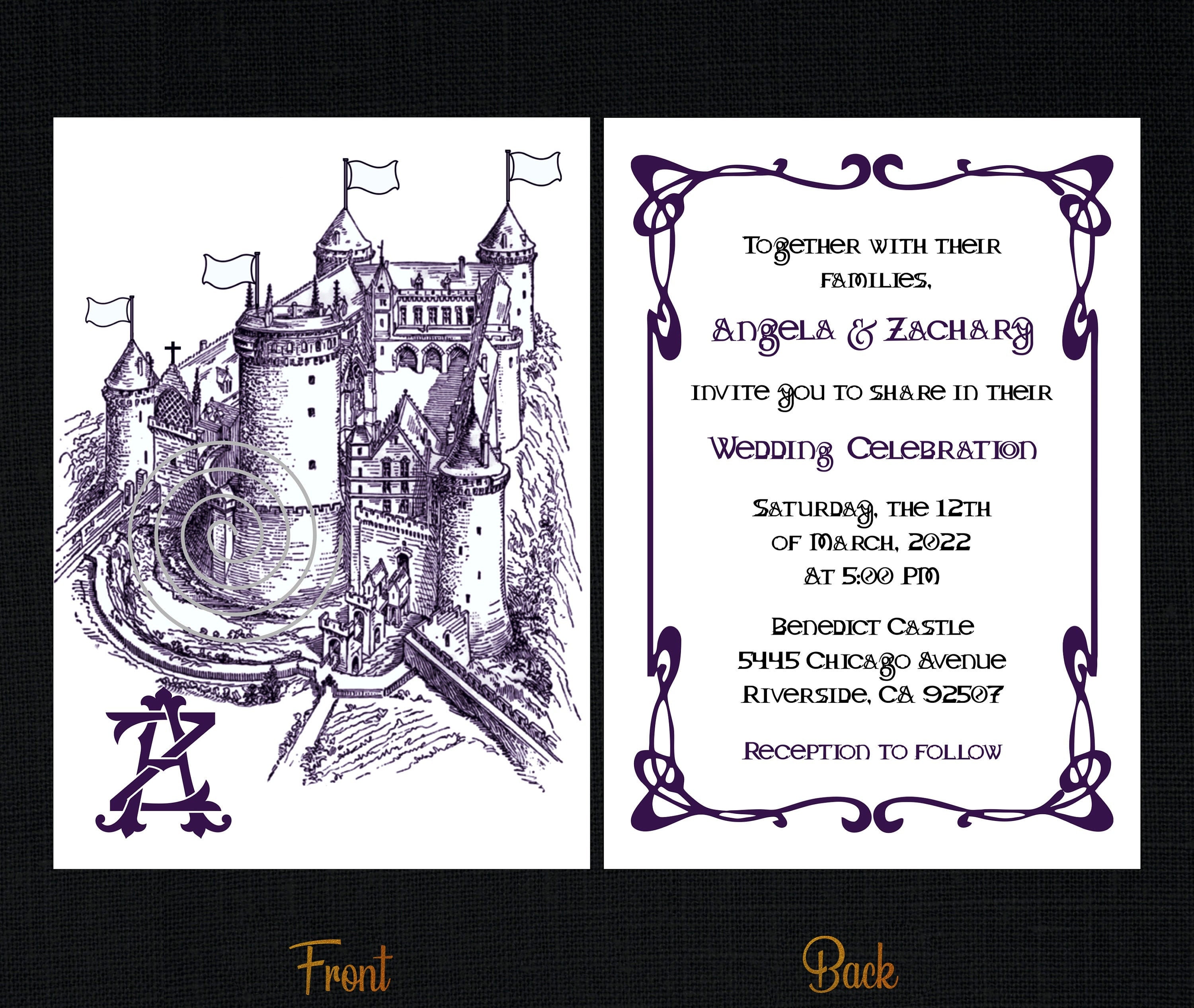 MEDIEVAL CASTLE WEDDING Invitation Fairy Tale Knight Castle - Etsy