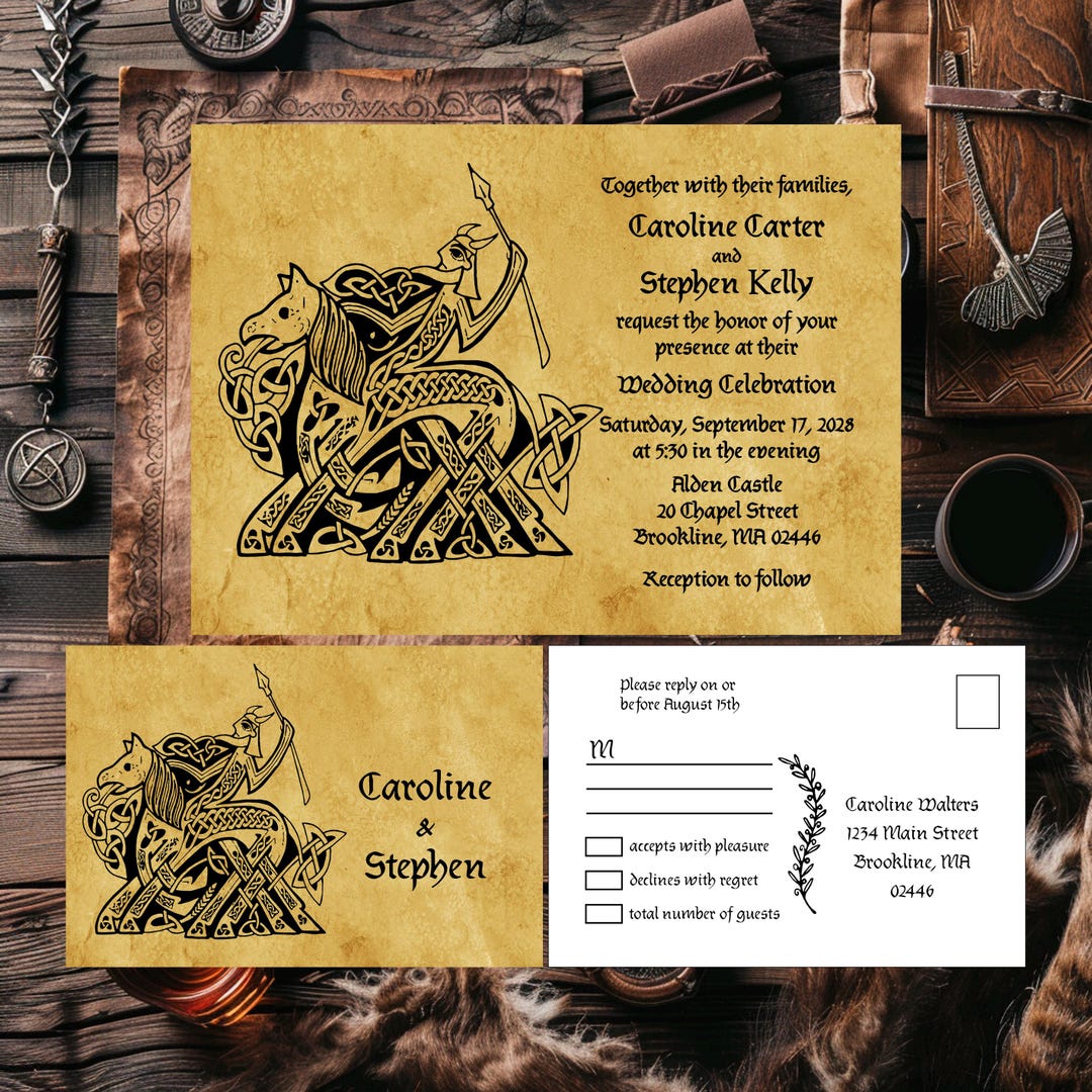 VIKING NORSE PARCHMENT Wedding Invitation, Viking Design Invitation ...