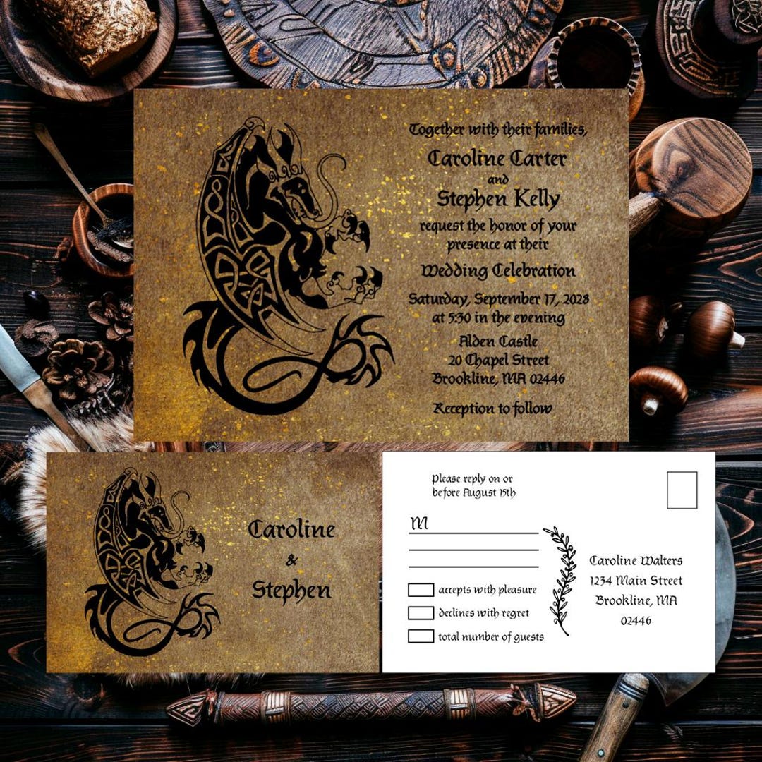 Viking Dragon Wedding Invitations, Viking Celtic Norse Dragon, Viking ...