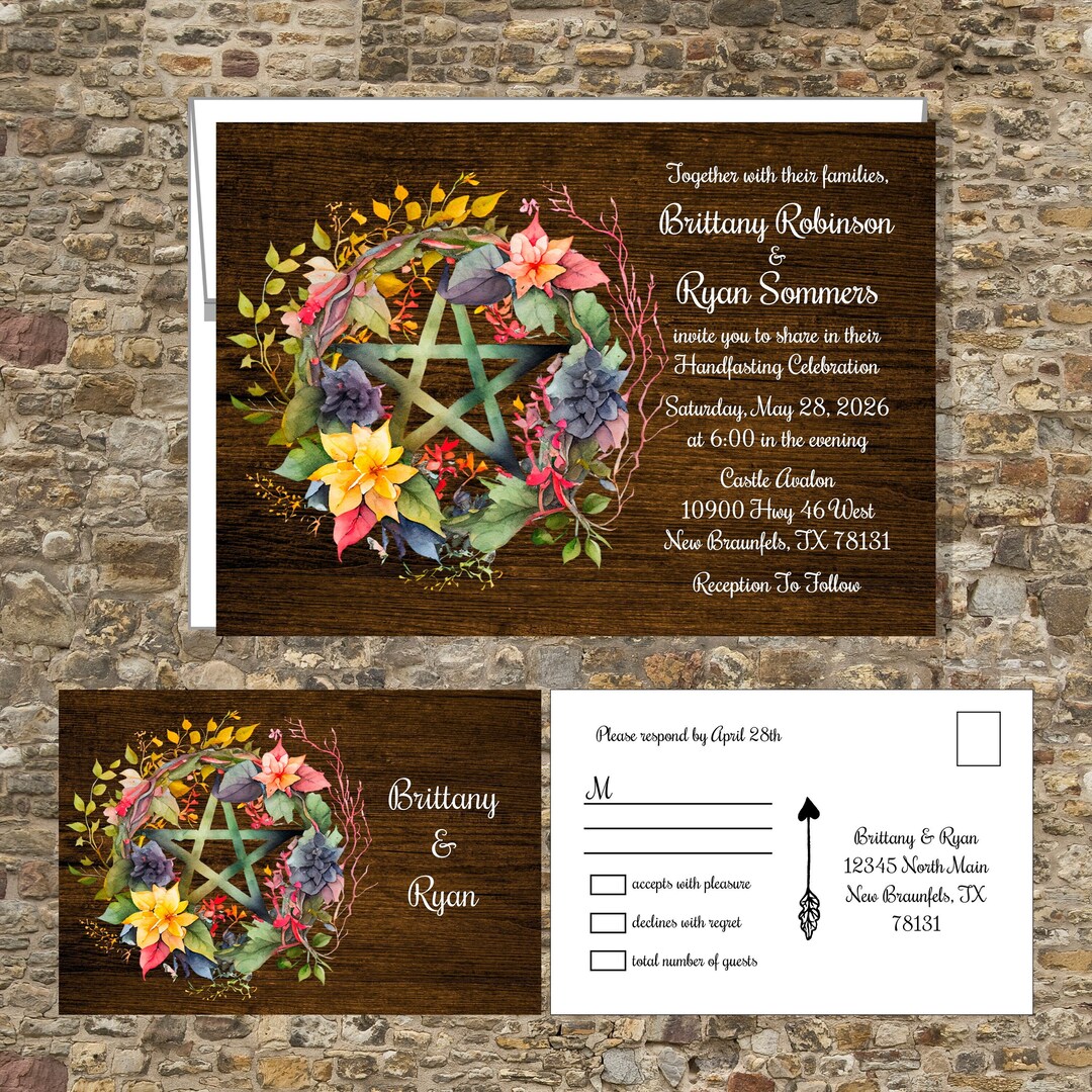 Wiccan Pentagram Wedding Invitation Pagan Wedding Invitation - Etsy