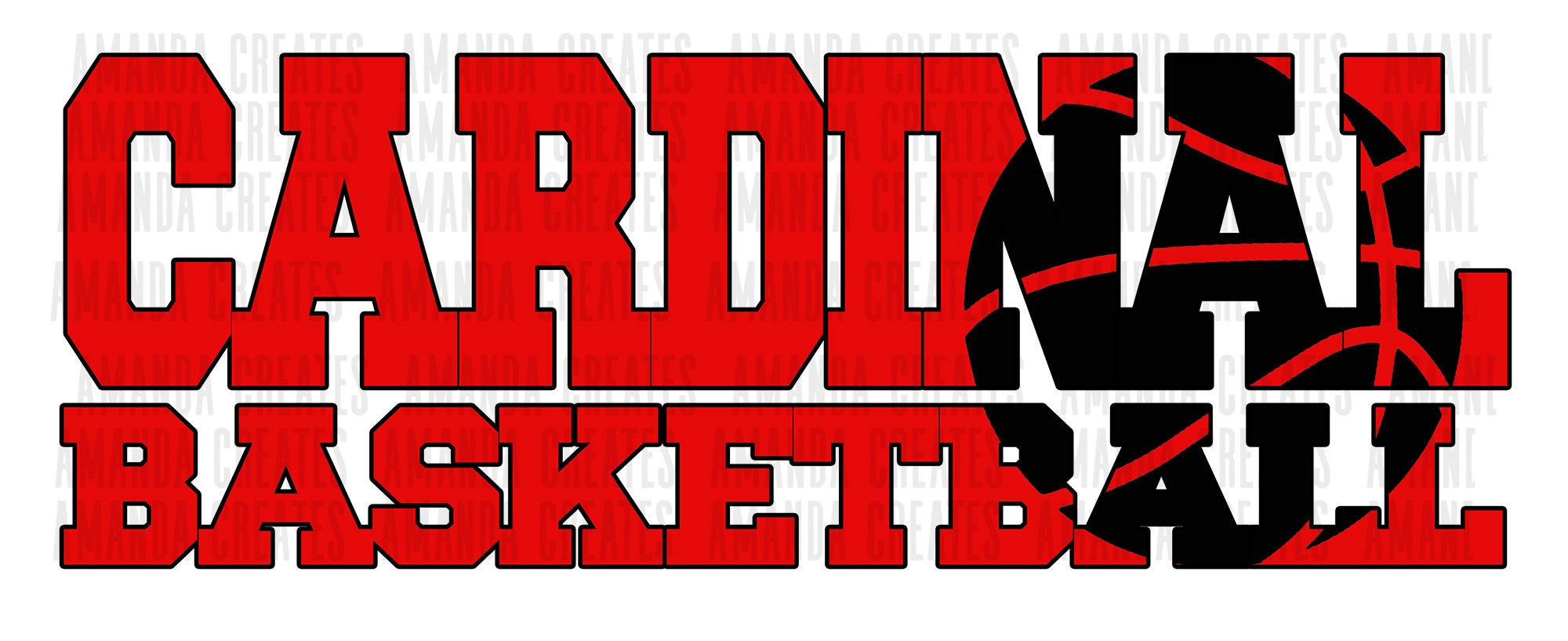 Cardinal Basketball Knockout Mascot Design Black Red PNG - Etsy