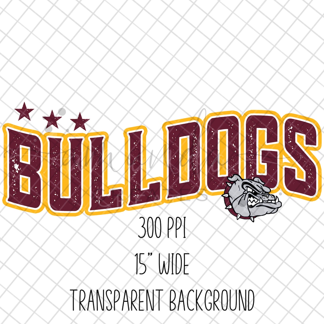 Maroon and Gold Bulldogs Curved Mascot PNG, Digital Download ...