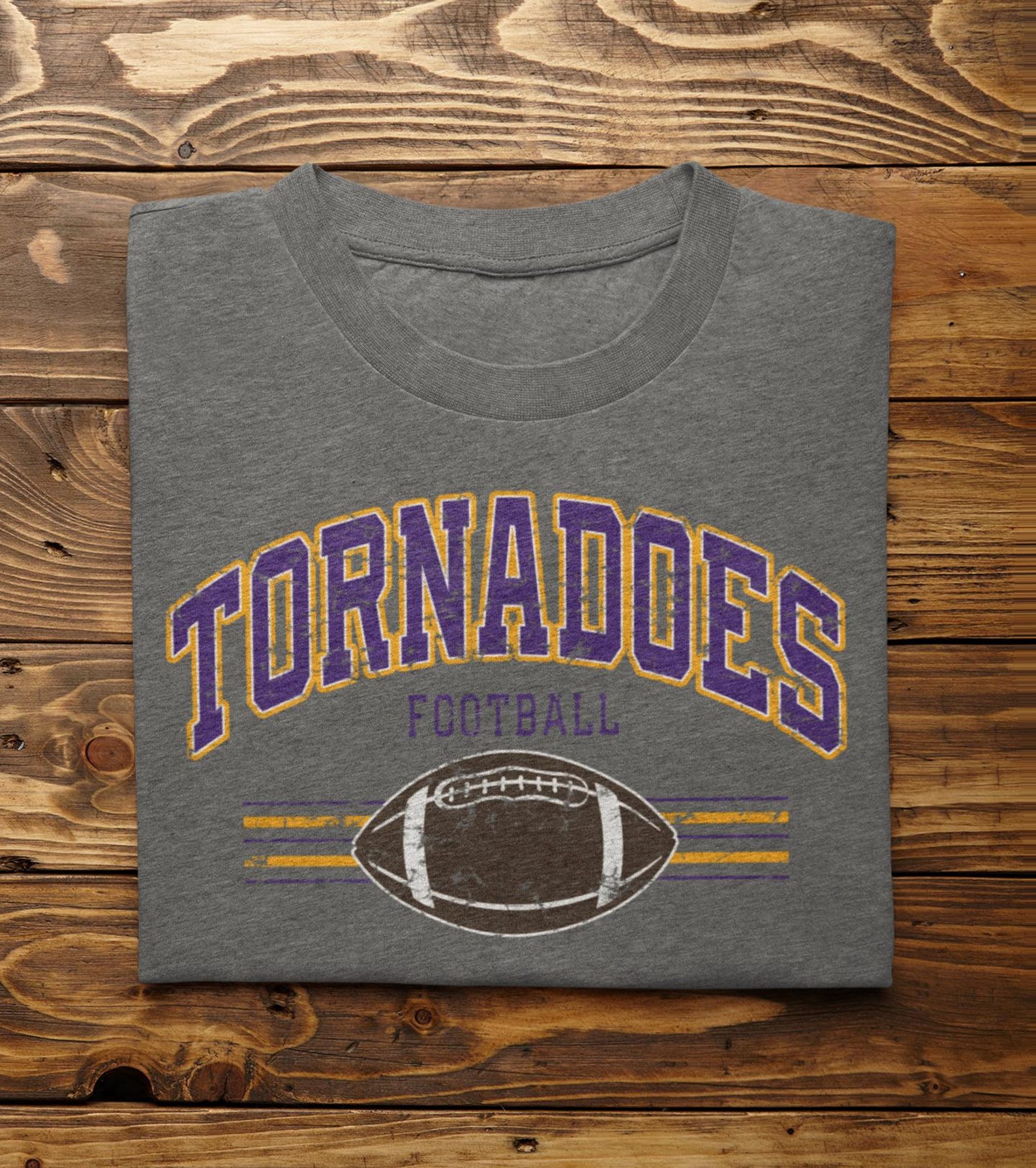 Tornadoes Football Shirt PNG: Distressed Purple & Gold Team Graphic ...