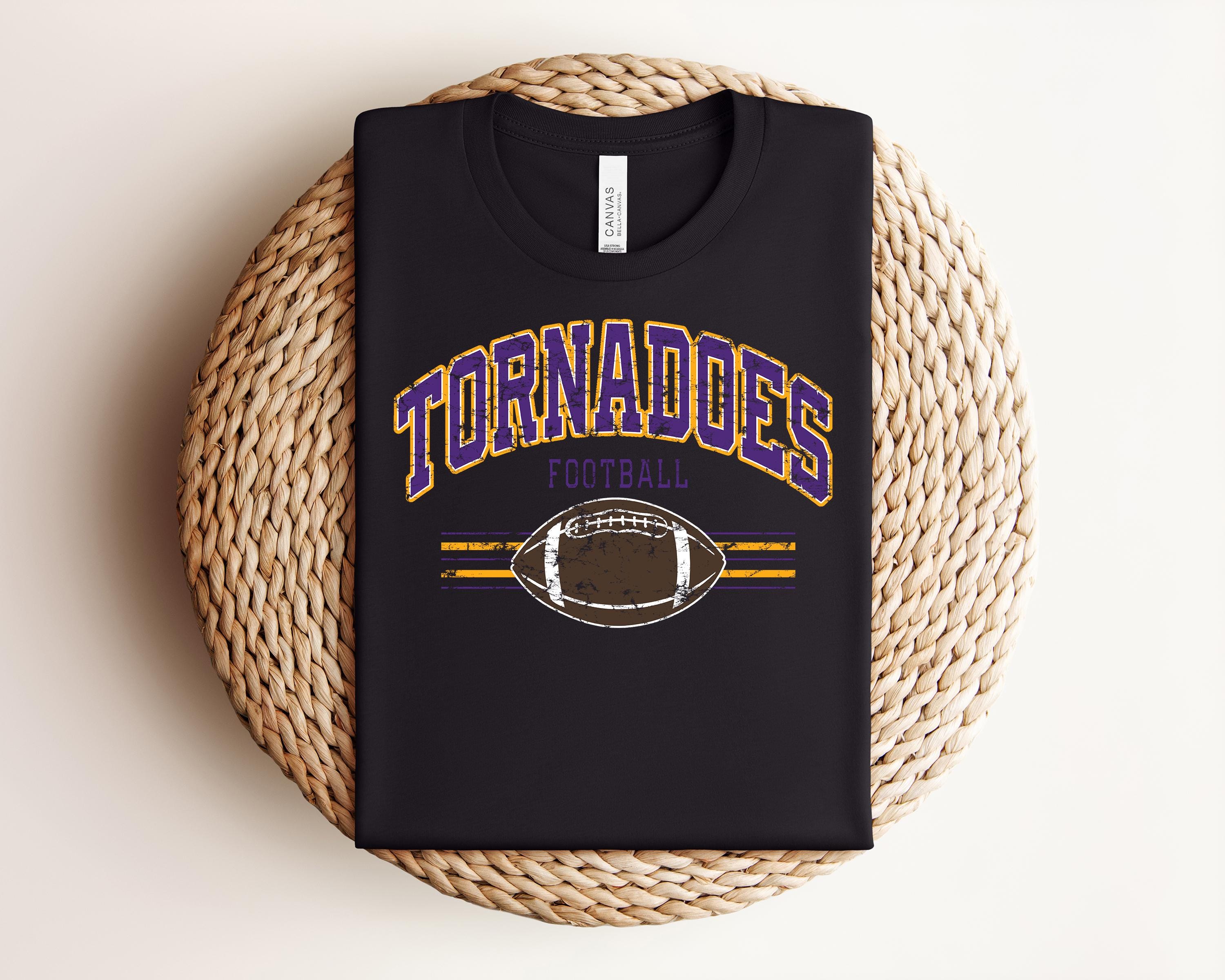 Tornadoes Football Shirt PNG: Distressed Purple & Gold Team Graphic ...