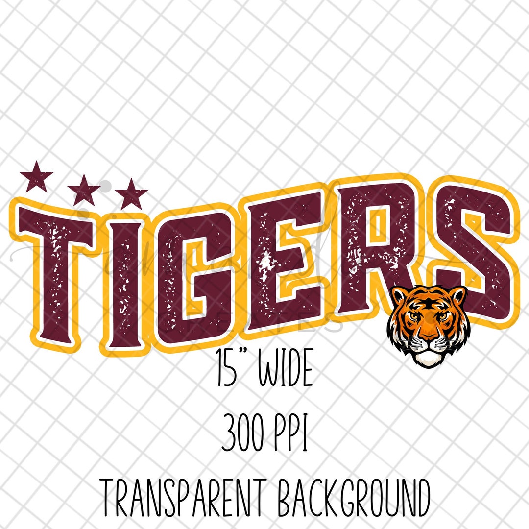 Maroon and Gold Tigers Curved Mascot PNG, Digital Download, Sublimation ...
