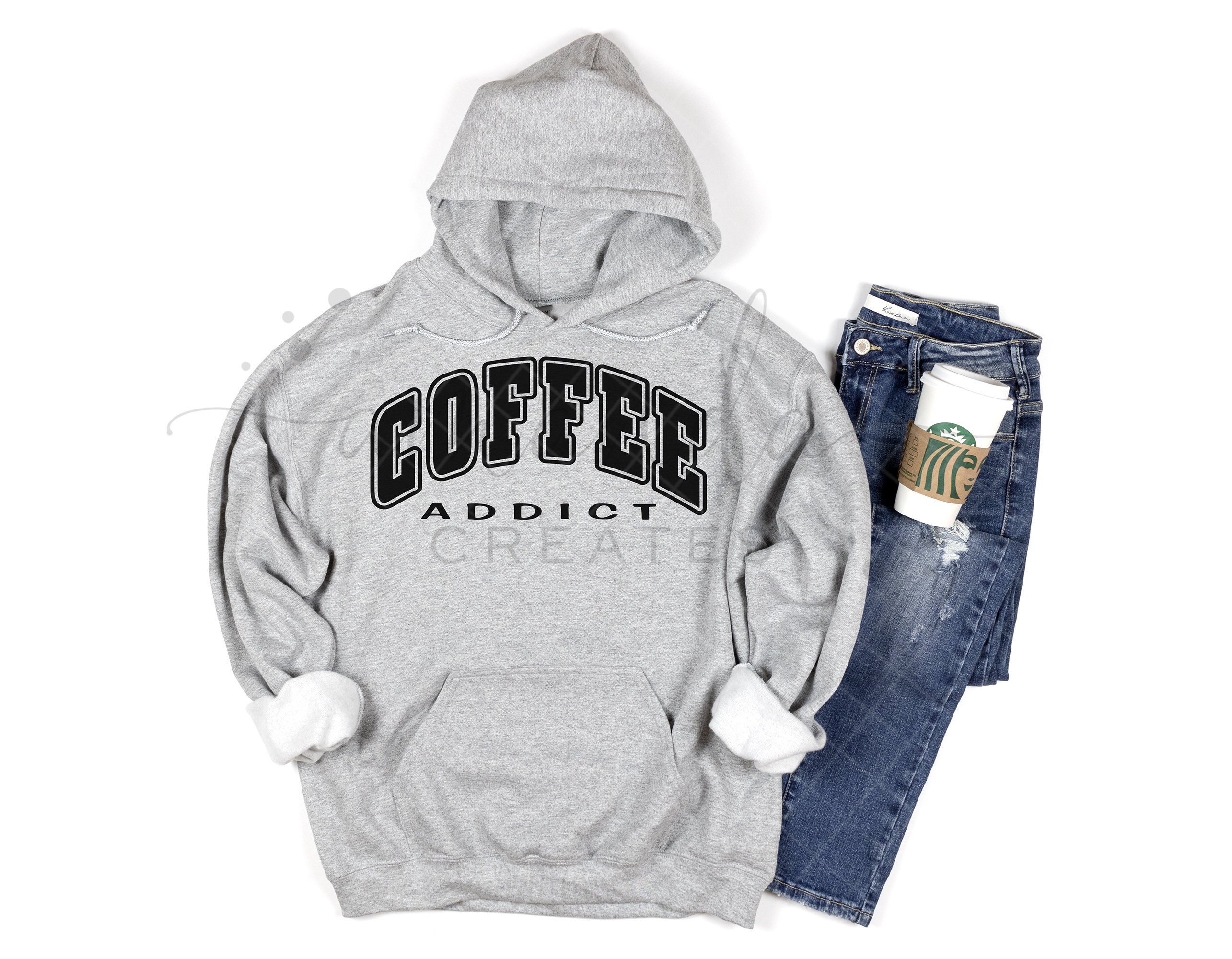 Coffee Addict, Funny Coffee Design, PNG, Black and White, Instant ...