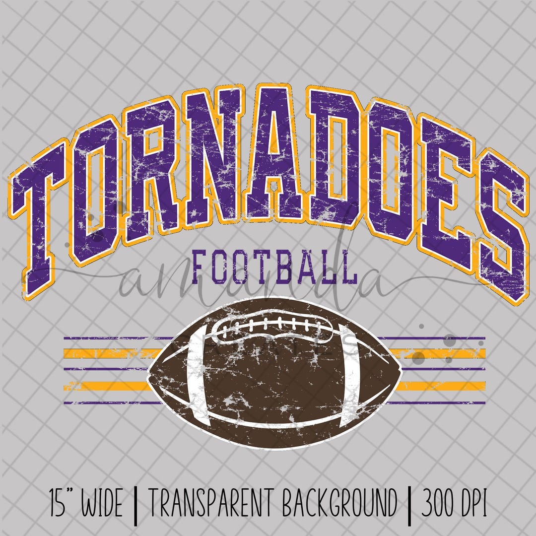 Tornadoes Football Shirt PNG: Distressed Purple & Gold Team Graphic ...