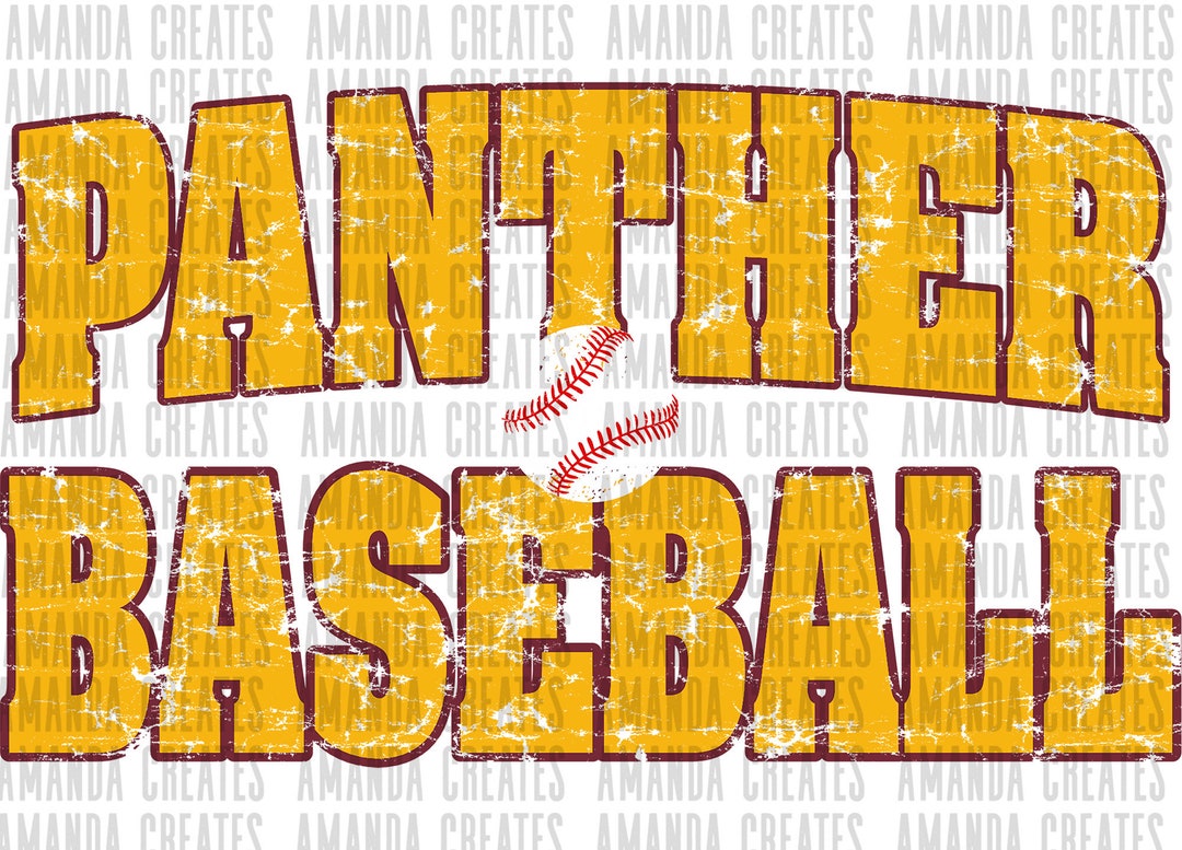 Panther Baseball Distressed Mascot Design PNG Maroon and Gold, Digital ...