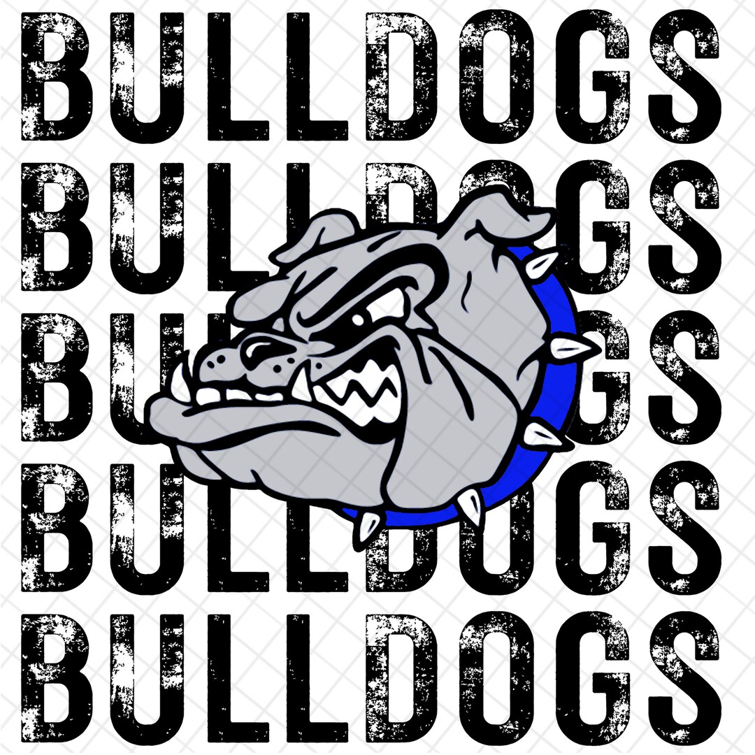 Royal and Black Bulldogs Distressed Mascot Design PNG, Digital Download ...