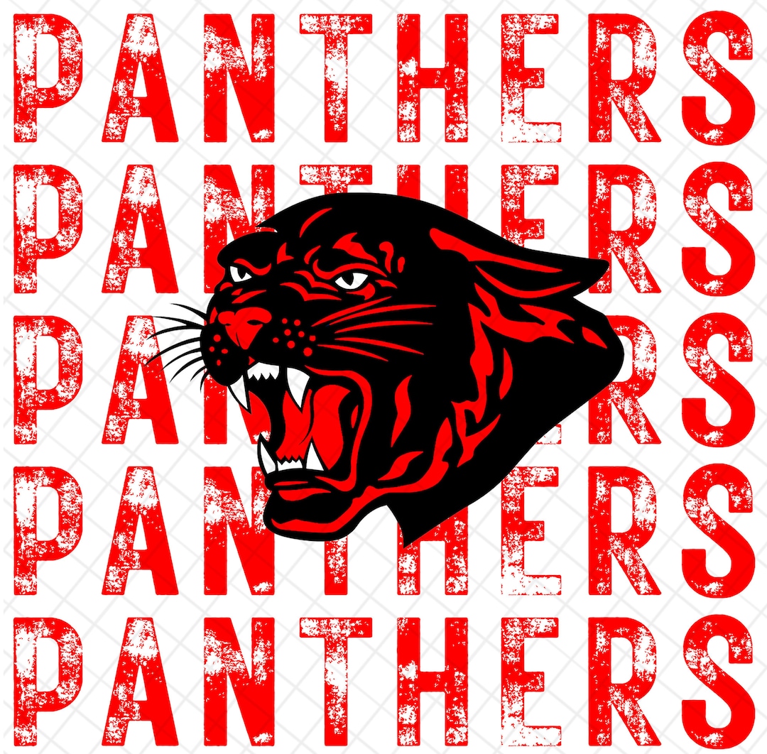 Panthers Distressed Mascot, Red and Black, Design PNG/JPG, Digital ...