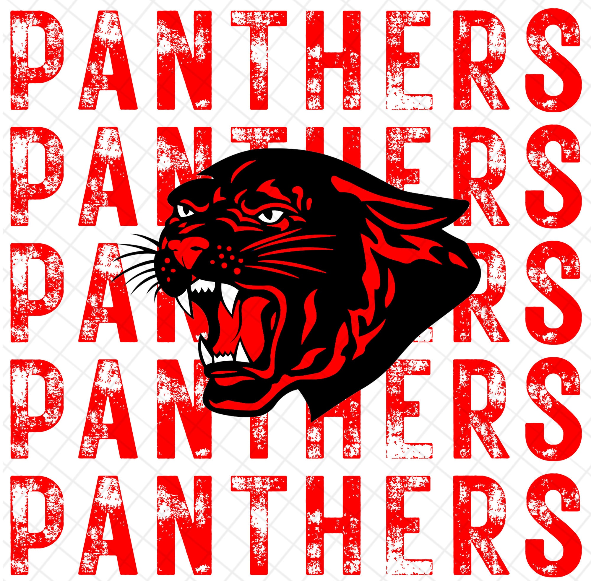 Panthers Distressed Mascot, Red and Black, Design PNG/JPG, Digital ...