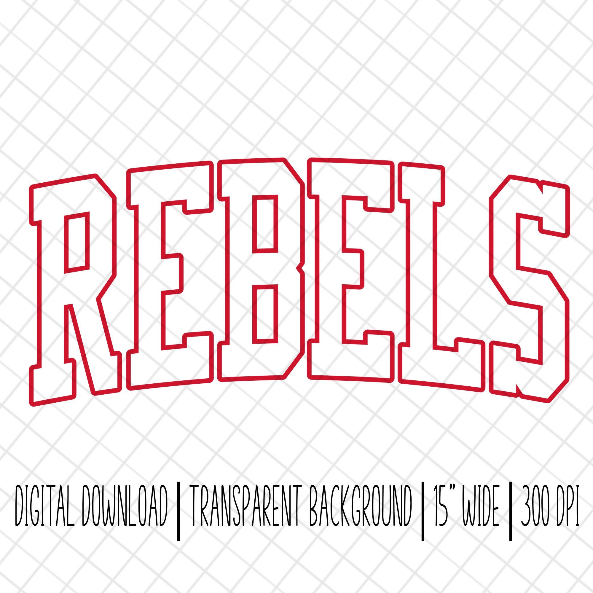 Rebels Red Arched Varsity Outline Mascot PNG/SVG/JPG, Digital Download ...