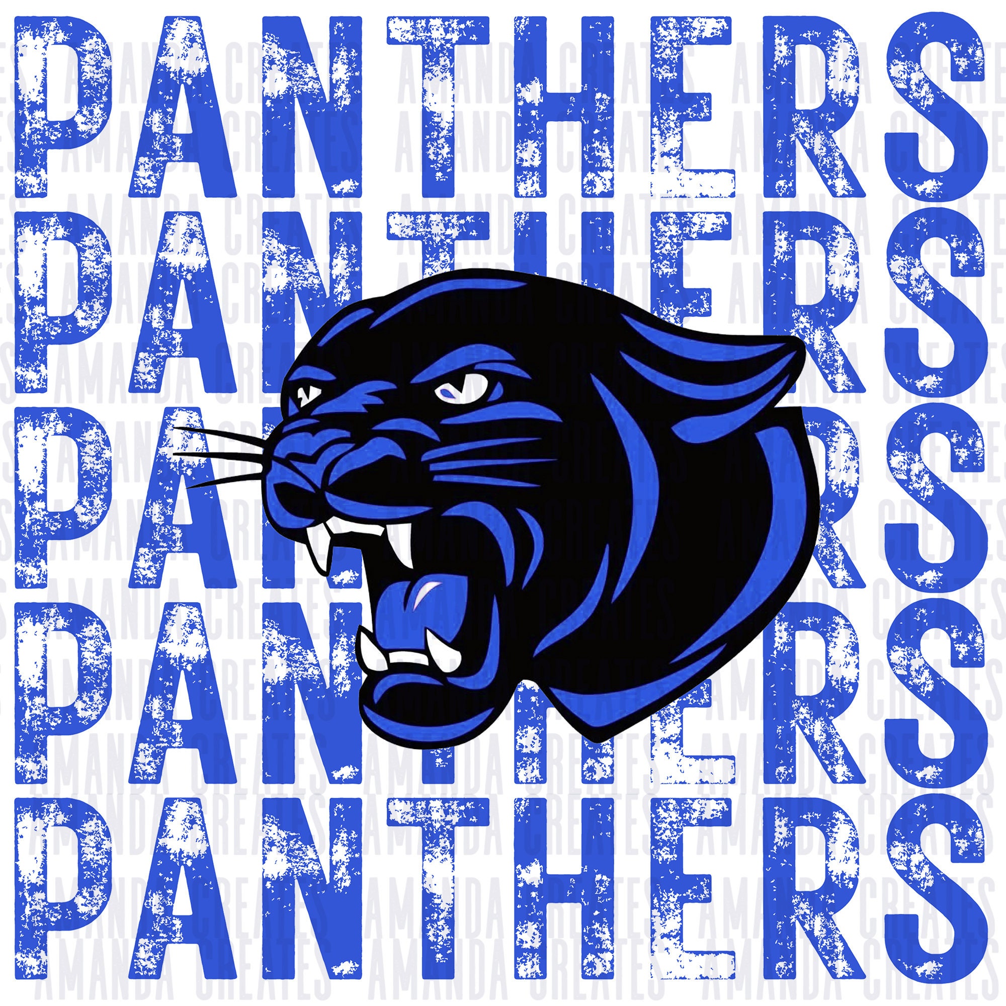 Panthers Distressed Mascot Royal Design PNG Digital - Etsy