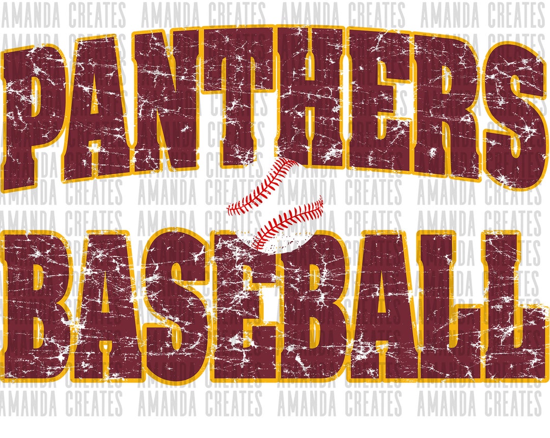 Panthers Baseball Distressed Mascot Design PNG Maroon, Digital Download ...