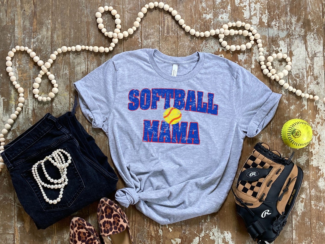 Softball Mom Royal and Red Distressed Mascot Sublimation Tshirt Design ...