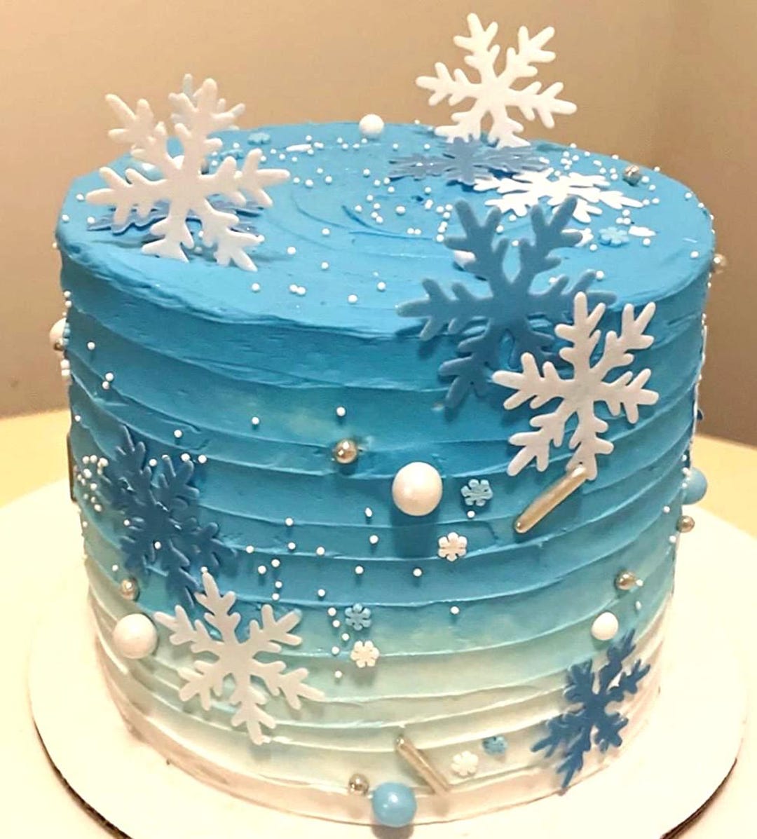 Edible Snowflakes 1 3/4 Inch Cake Decoration Blue & White - Etsy