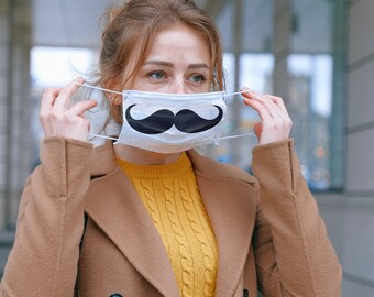 Mustache Embroidered Face Mask. Cotton Mask for Face. Choose - Etsy