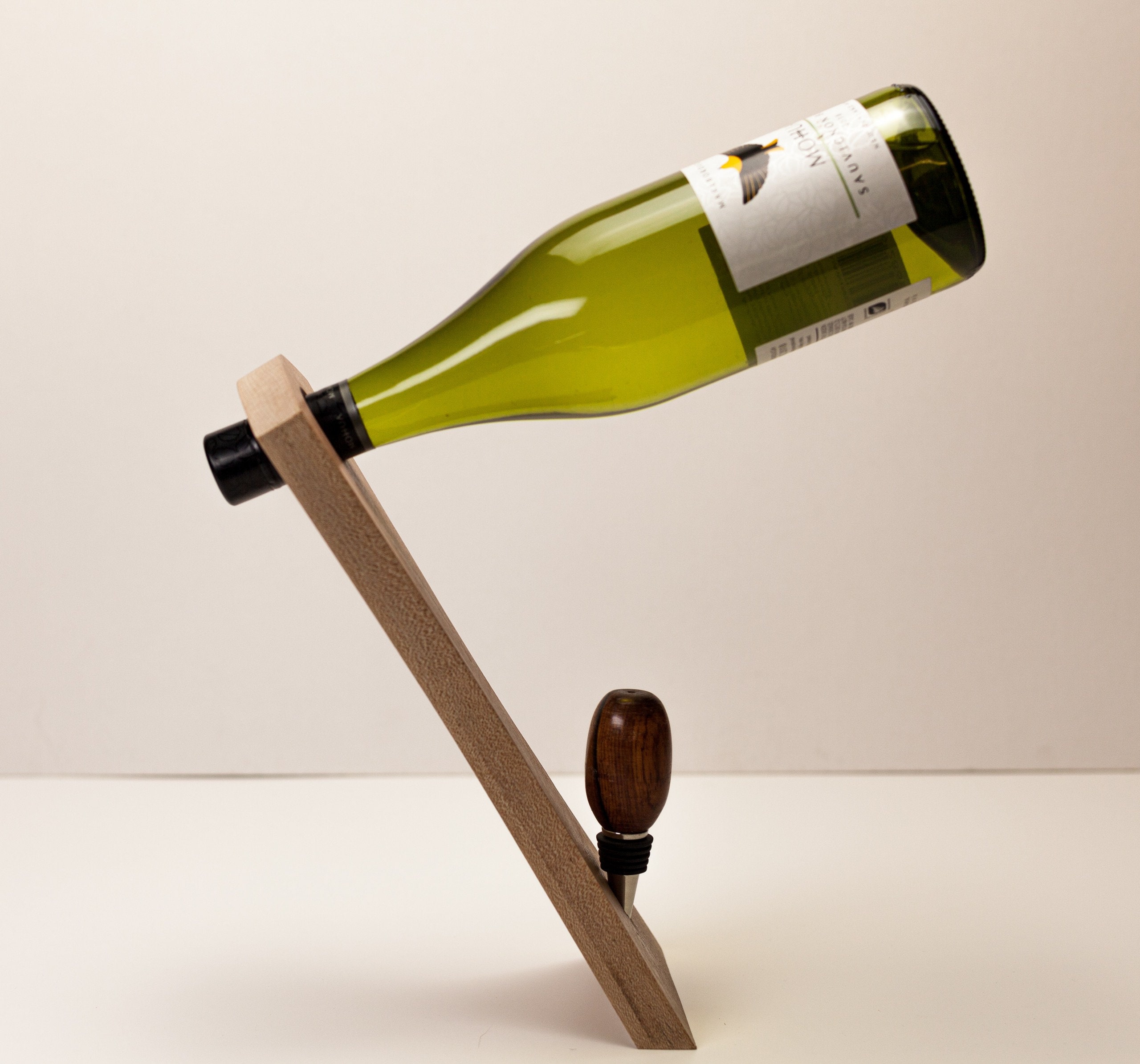 Maple Gravity Bottle Display + Mahogany Stopper - Etsy