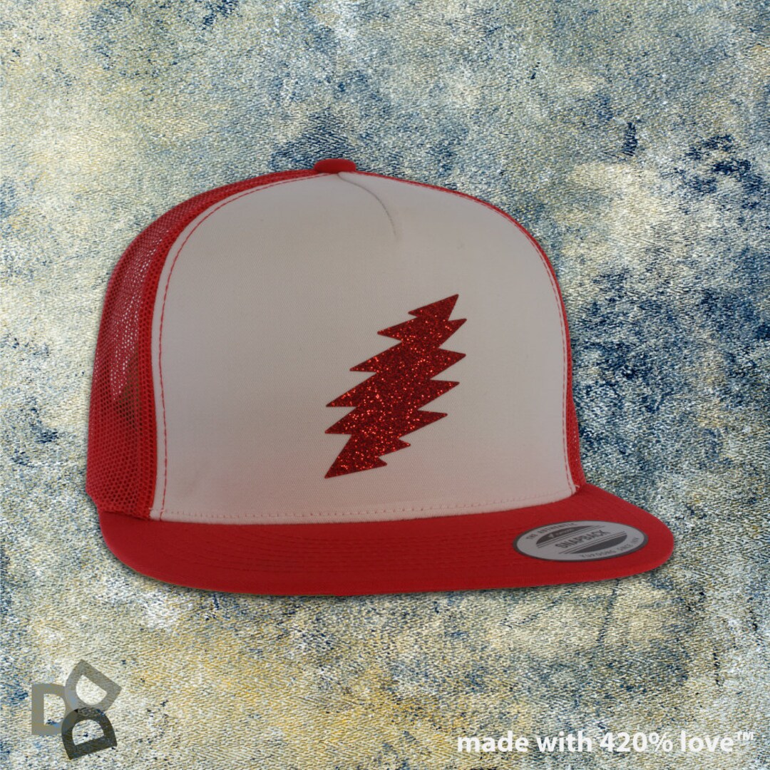 Musta Been the Roses Sparkle Bolt X White/red Flat Bill Trucker Hat - Etsy