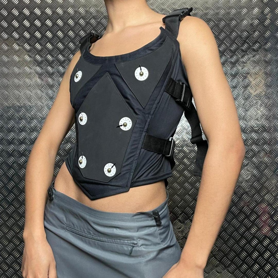 Black Tactical Utility Goth Motorcycle Sleeveless Short Vest - Etsy