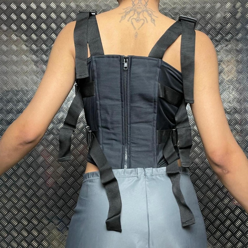 Black Tactical Utility Goth Motorcycle Sleeveless Short Vest - Etsy