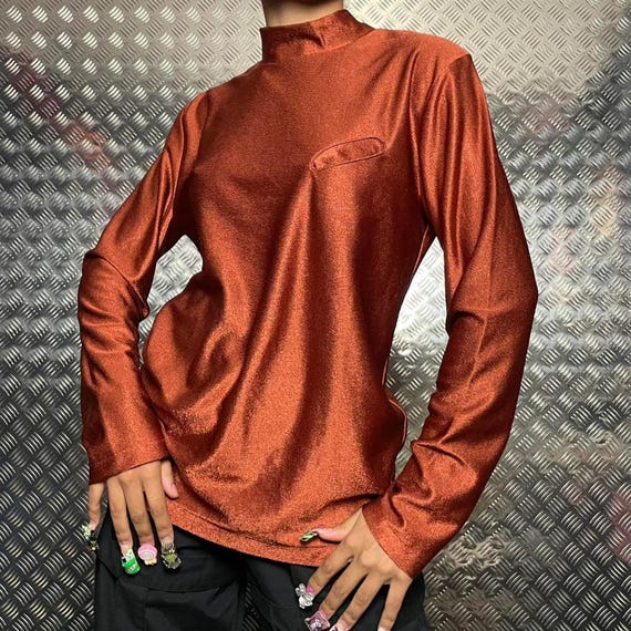 Vintage fotus shiny turtleneck top - Gem