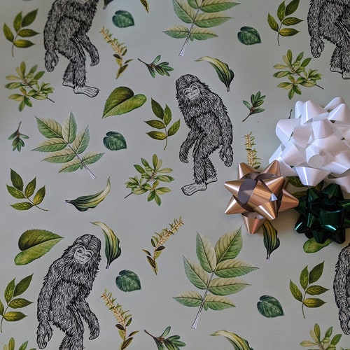 Green Sasquatch Bigfoot Wrapping Paper - Etsy