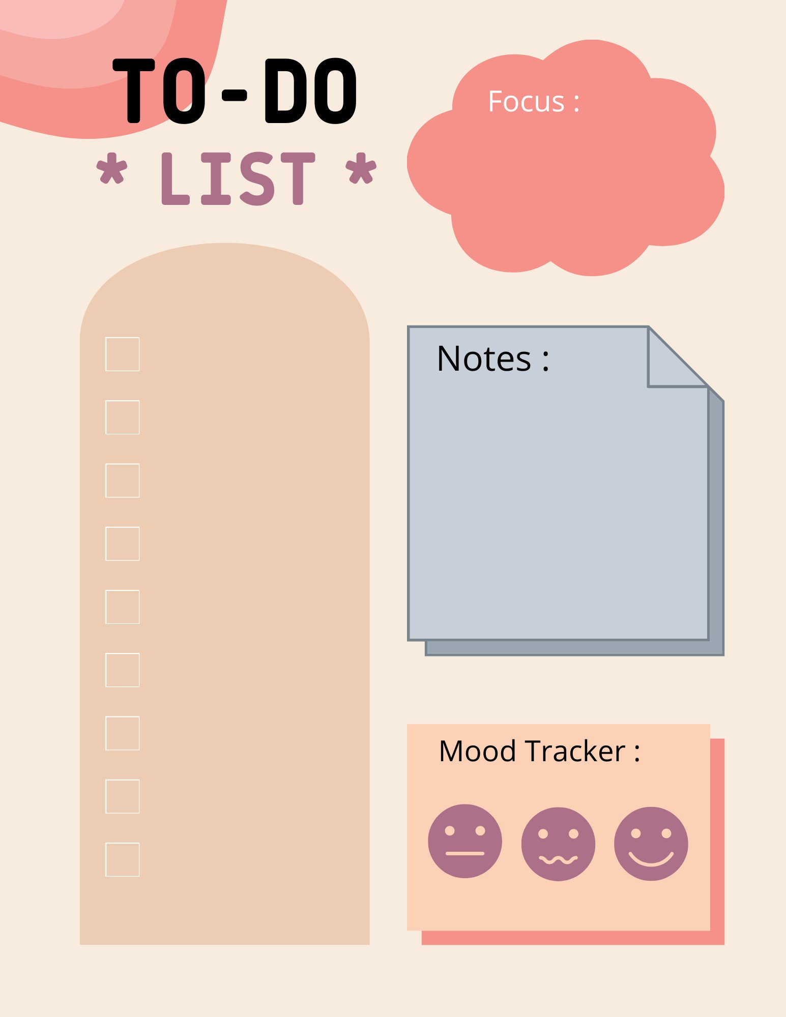 Pastel Cute Daily to Do List Digital Print or Download | Use on Tablet ...
