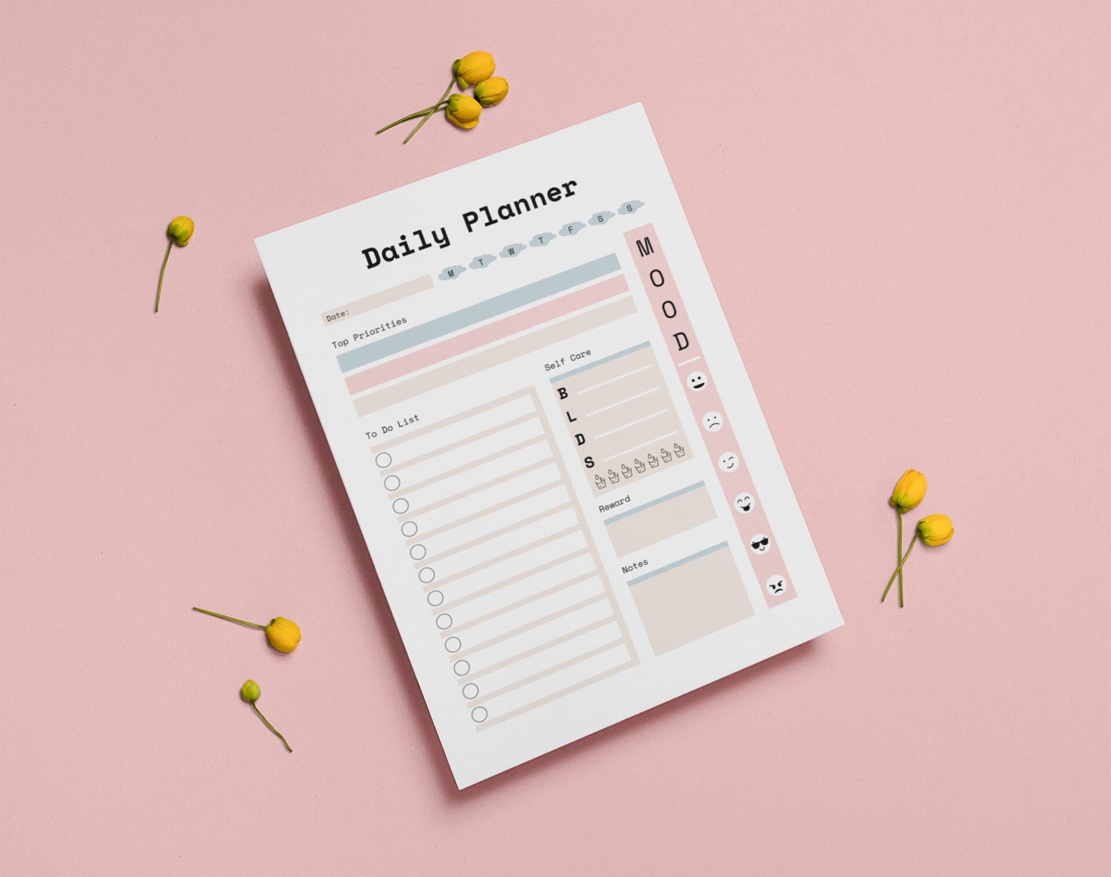 Pastel Daily Planner | Mood Tracker | Daily Food Intake Tracker ...