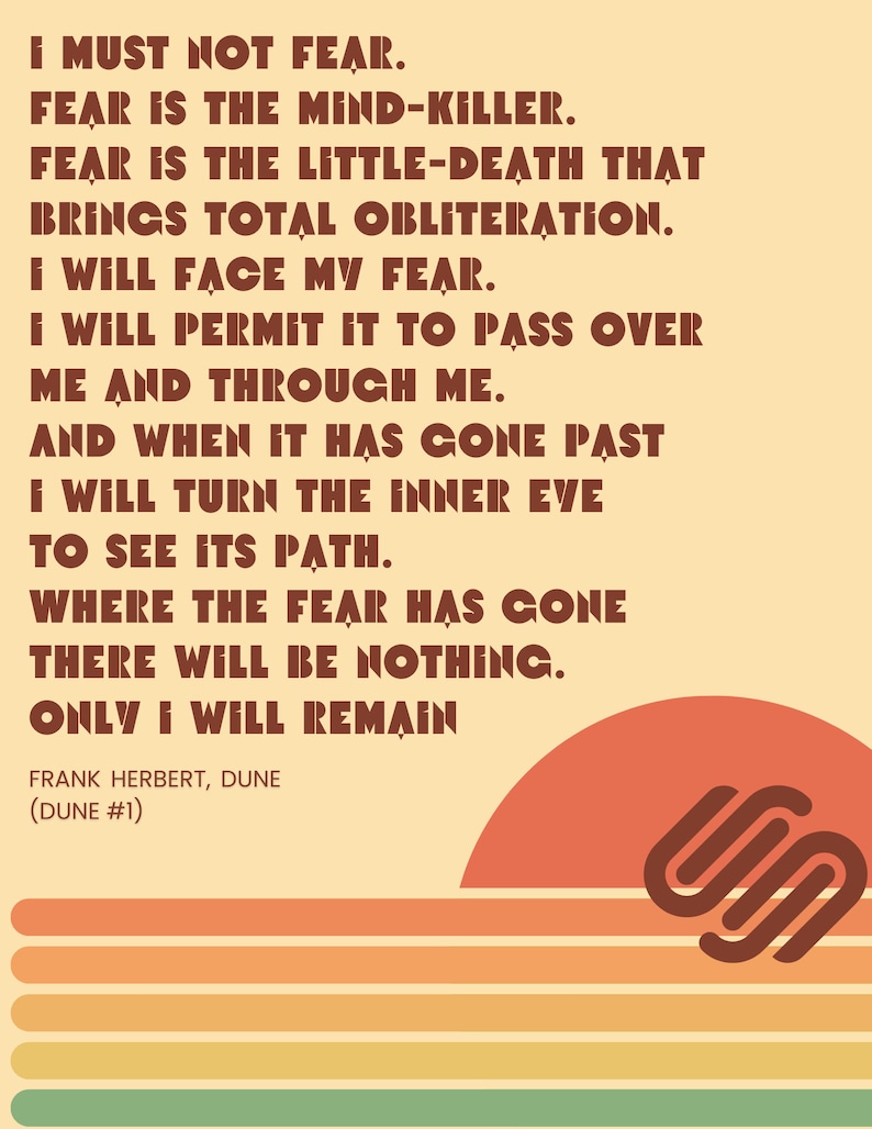 Dune - Fear is the Mind Killer Quote Digital Art Print | Frank Herbert ...