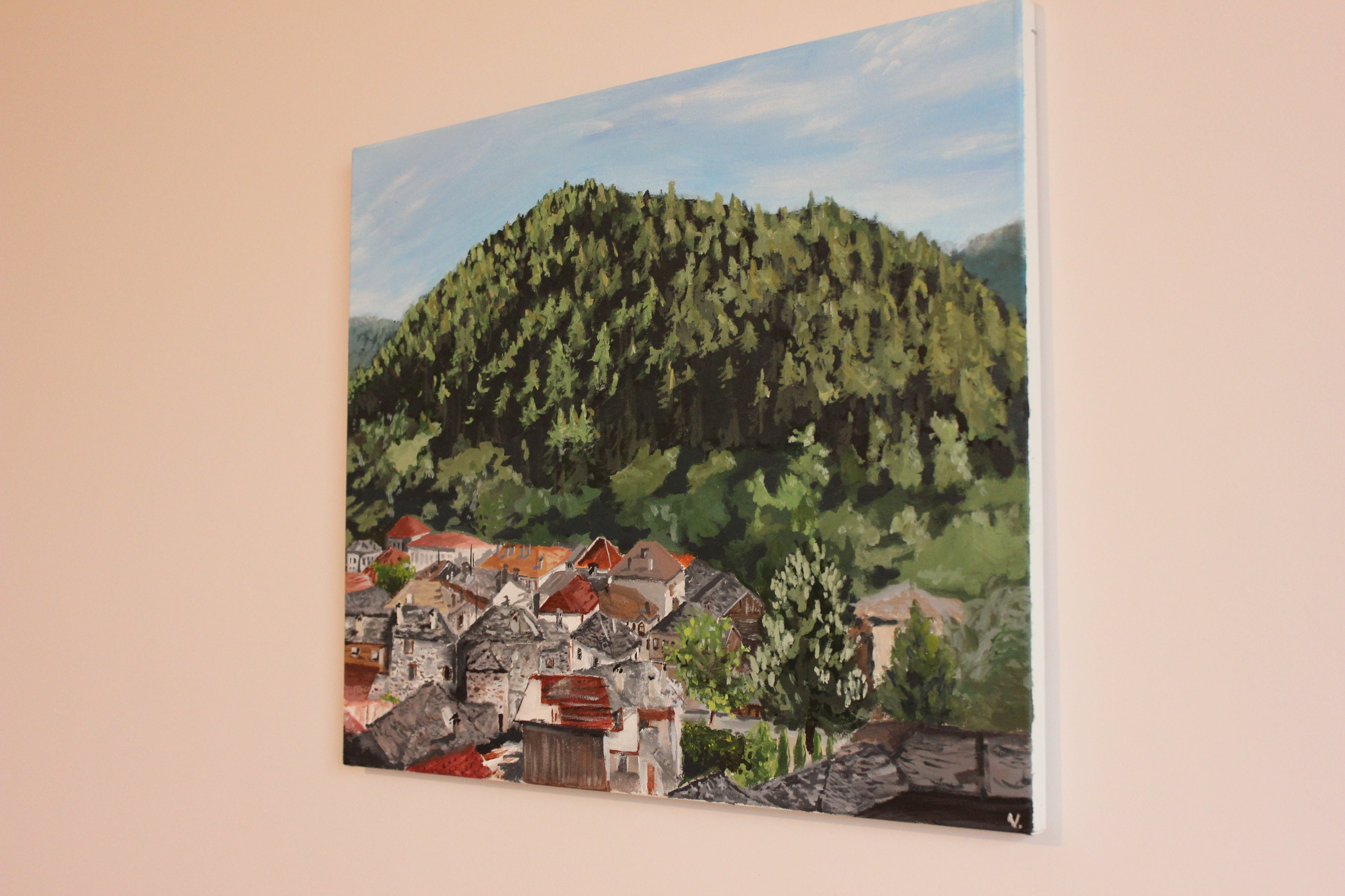 Bulgarian Village Landscape, Village Painting, Rhodopes, Forest ...