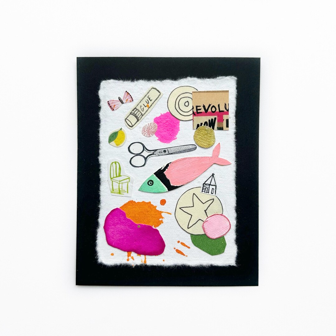 Original Mini Collage Art, Tiny Art, 4x3", Modern Collage, - Etsy