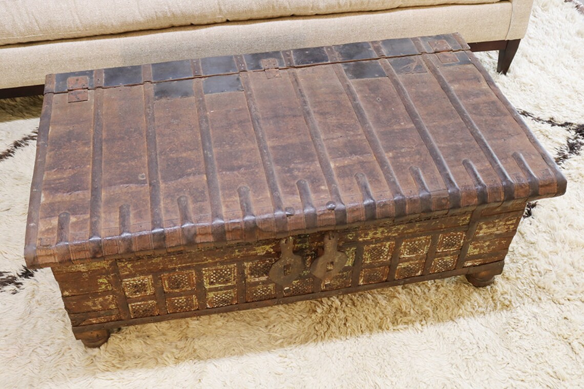Antique Indian Painted Pitara Chest Coffee Table - Etsy