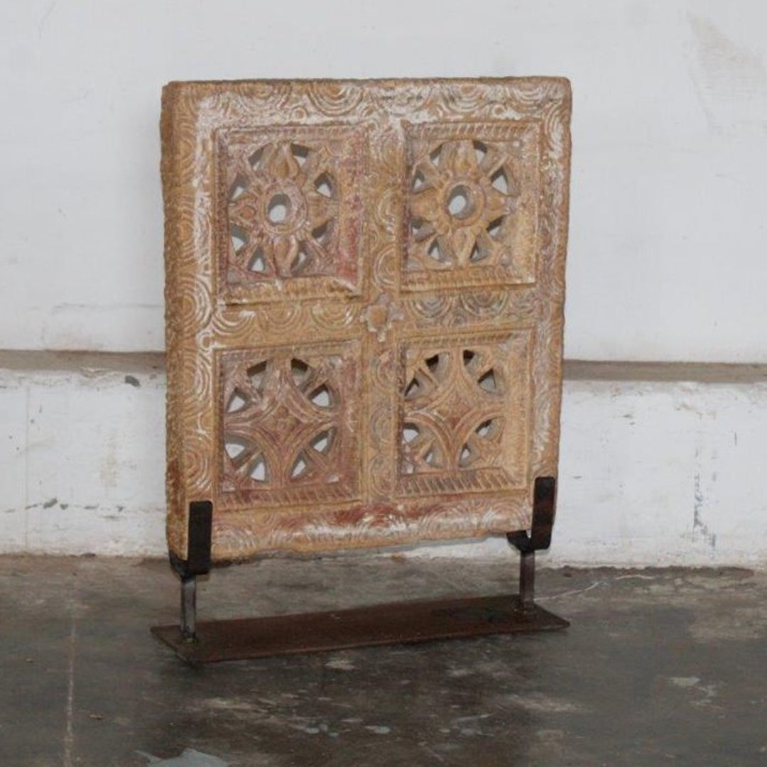 Antique Indian Stone Jali Panel on Iron Stand - Etsy