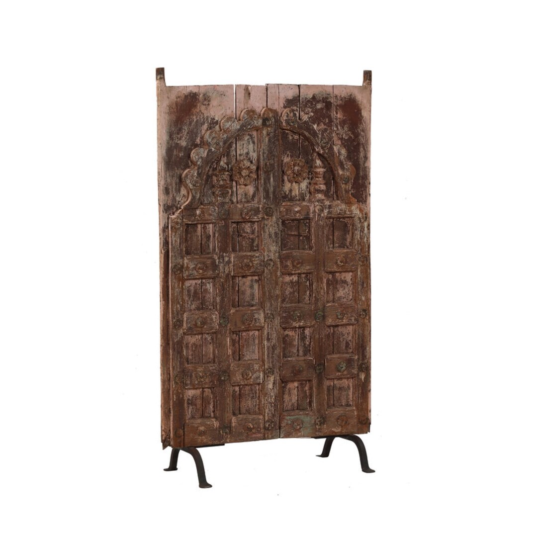 Antique Indian Painted Teakwood Window on Iron Stand - Etsy